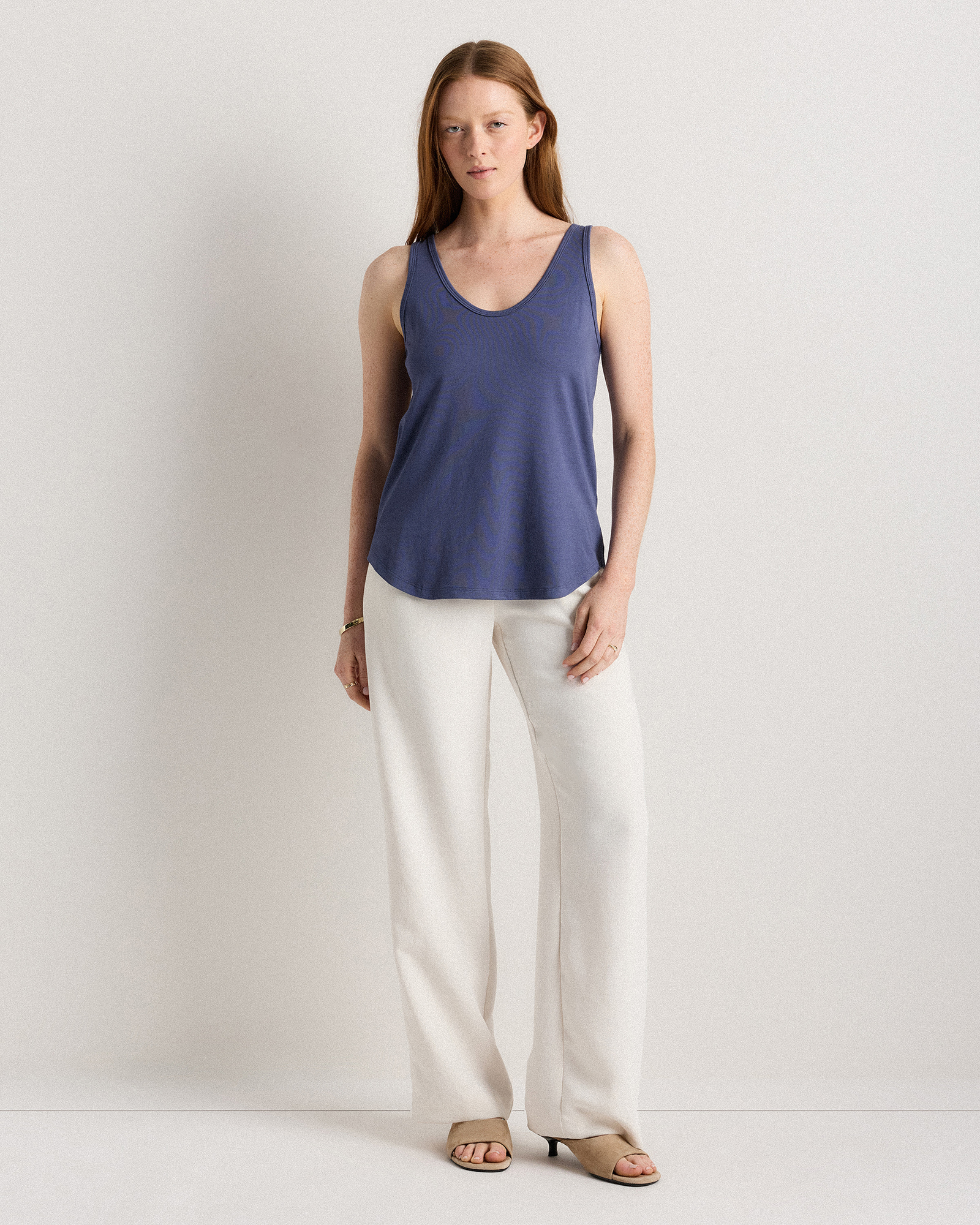 QUINCE Cotton Modal Double Scoop Neck Tank Top